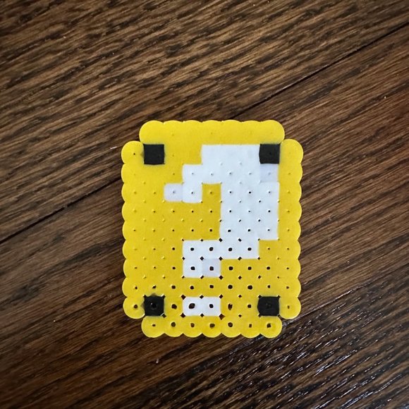 Toys | Handmade Perler Question Mark Block Mario Figure 2 Inches X 2 ...
